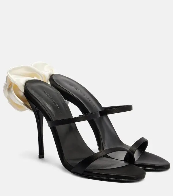 Magda Butrym Floral Appliqué Satin Heeled Sandals