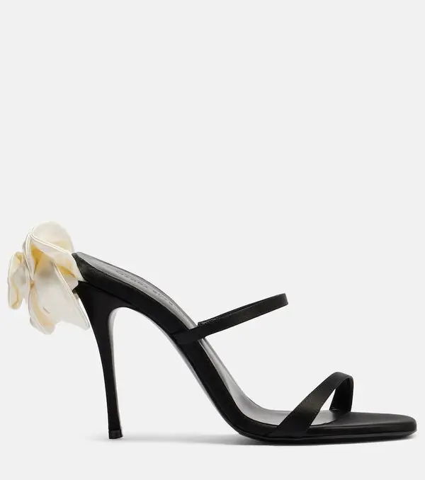 Magda Butrym Floral Appliqué Satin Heeled Sandals