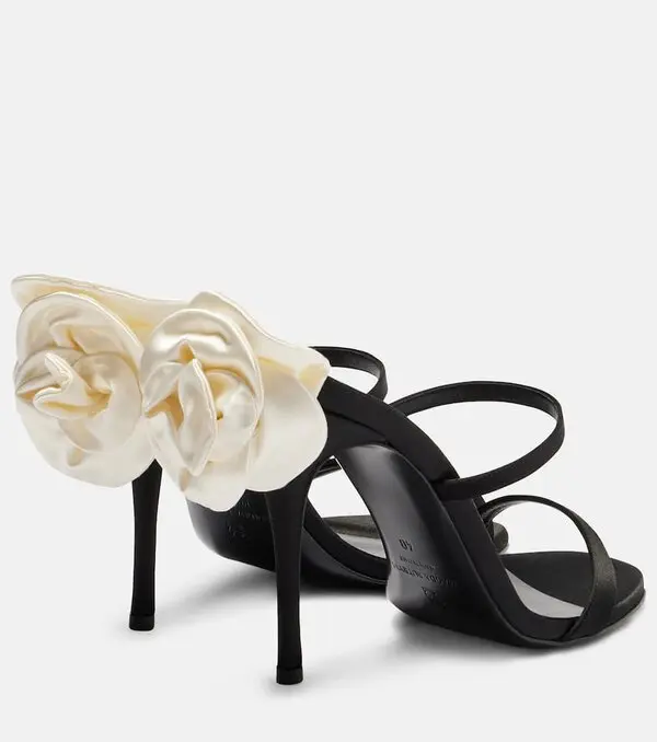 Magda Butrym Floral Appliqué Satin Heeled Sandals