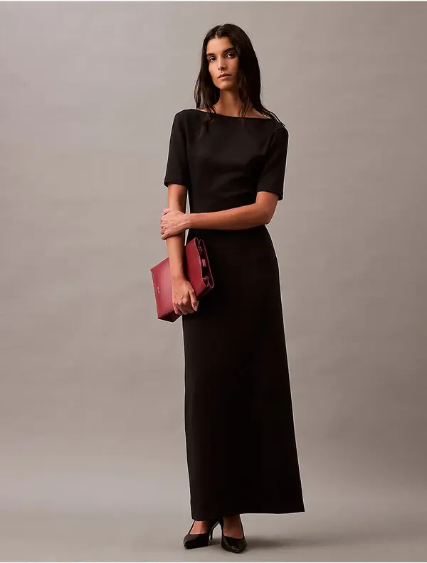 Backless Jersey Knit Maxi Dress - Black Beauty