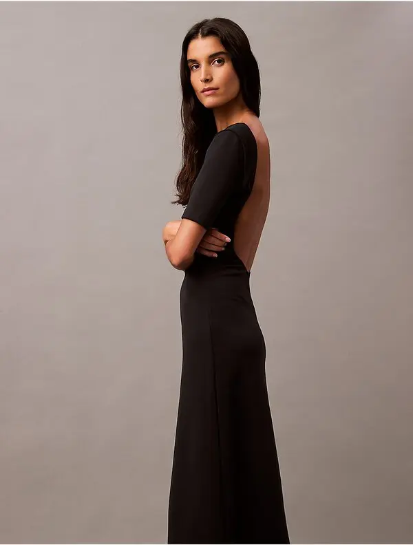 Calvin Klein Backless Jersey Knit Maxi Dress In Black Beauty - 60% Off |  Editorialist