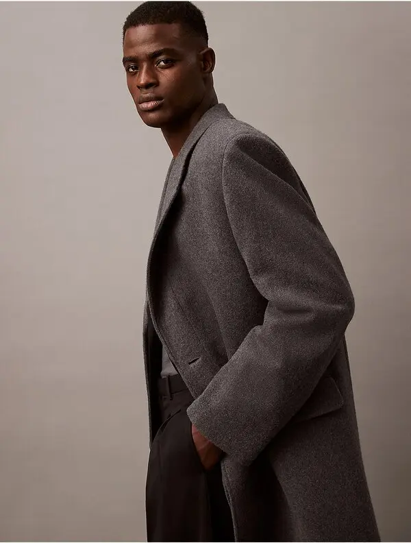 Calvin Klein Brushed Wool Blend Top Coat In Charcoal 75% Off