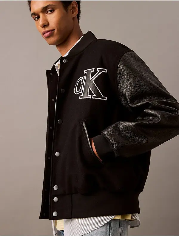 Calvin Klein Varsity Monogram Bomber Jacket