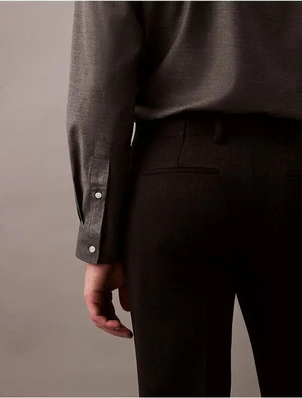Calvin Klein Slim Wool Gabardine Trouser - Charcoal Heather