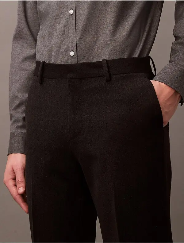 Calvin Klein Slim Wool Gabardine Trouser - Charcoal Heather