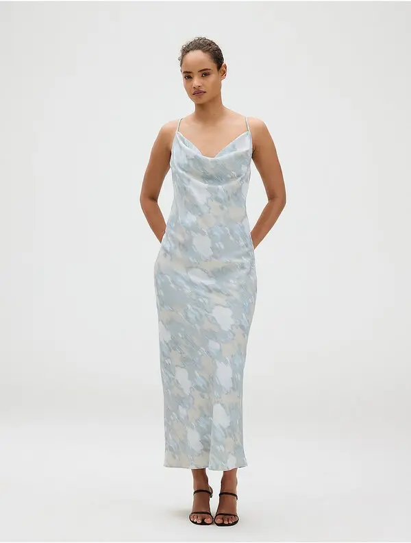 Calvin Klein Printed Crepe Slip Dress - Tofu