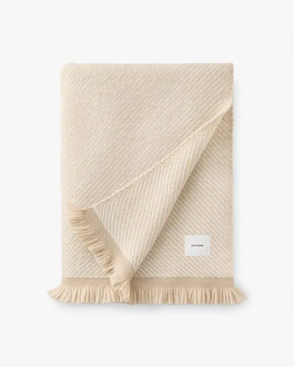Cuyana Two-tone Alpaca Blanket - Beige