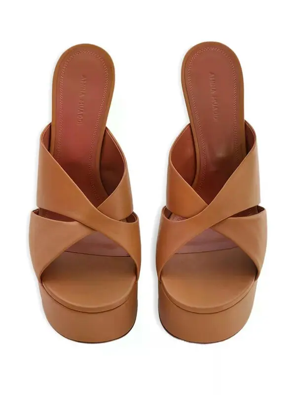 Amina Muaddi Salma Platform Sandals - Brown