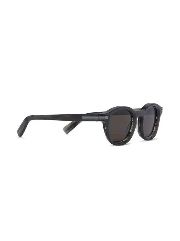 Zegna Striped Round-shape Sunglasses - Grey