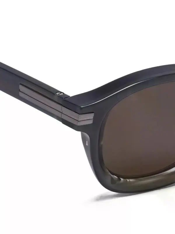 Zegna Striped Round-shape Sunglasses - Grey