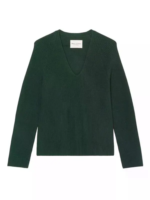 Marc O'polo Ribbed V-neck Sweater - Green