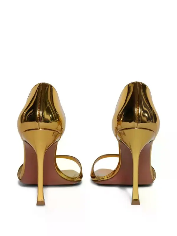 Amina Muaddi 95mm Agnese Metallic Open-toe Sandals