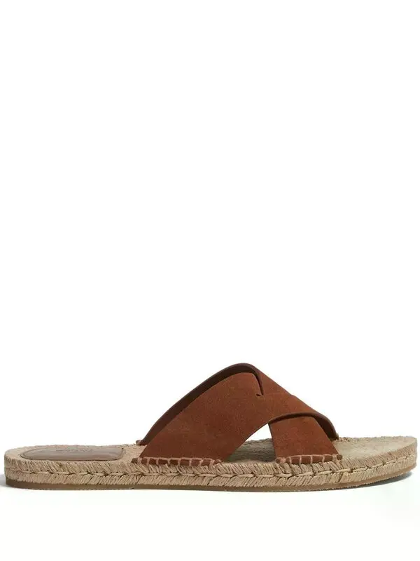 Zegna Crossover-strap Suede Sandals - Brown