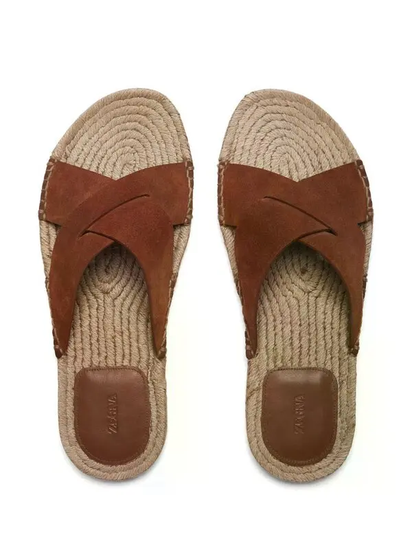 Zegna Crossover-strap Suede Sandals - Brown