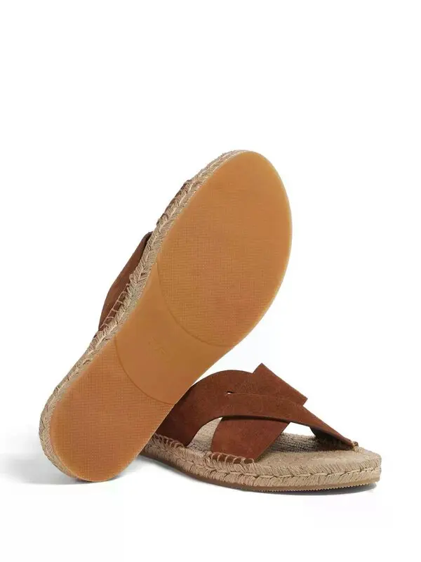 Zegna Crossover-strap Suede Sandals - Brown