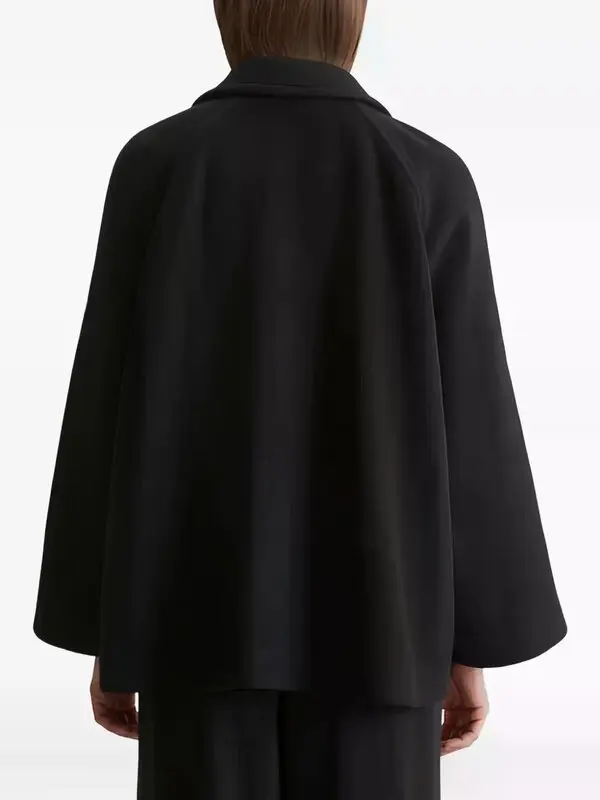 Marc O'polo Double-breasted Coat With Cape-style Sleeves - Black