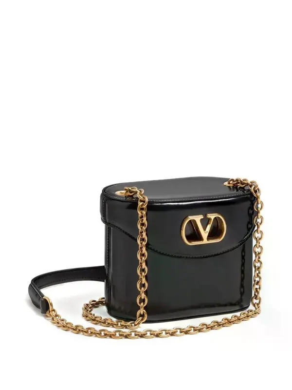 Valentino Garavani Vain Vanity Bag In Shiny Calfskin - Black