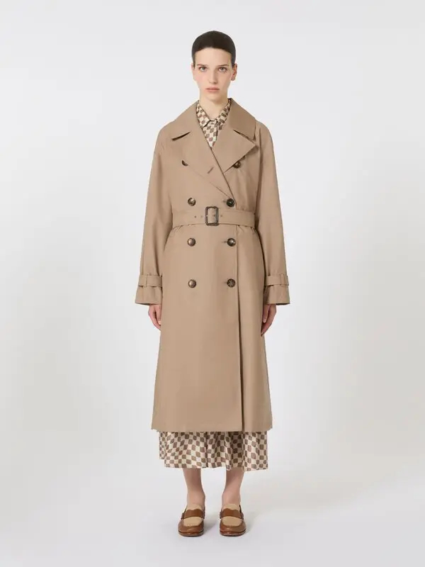 max mara - Long Water-Repellent Cotton Twill Trench Coat
