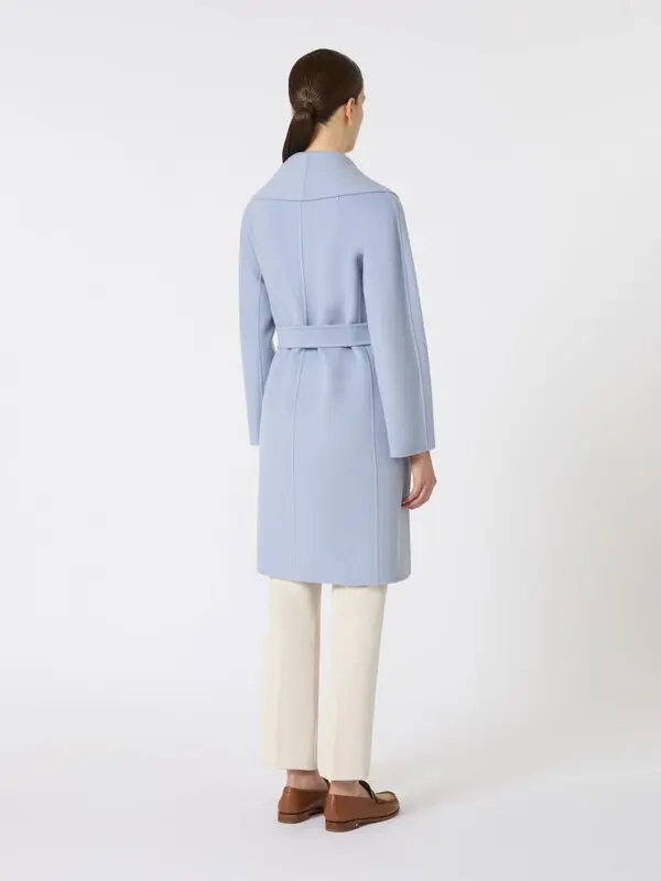 Max Mara Double-faced Wool Robe Coat - Light Blue