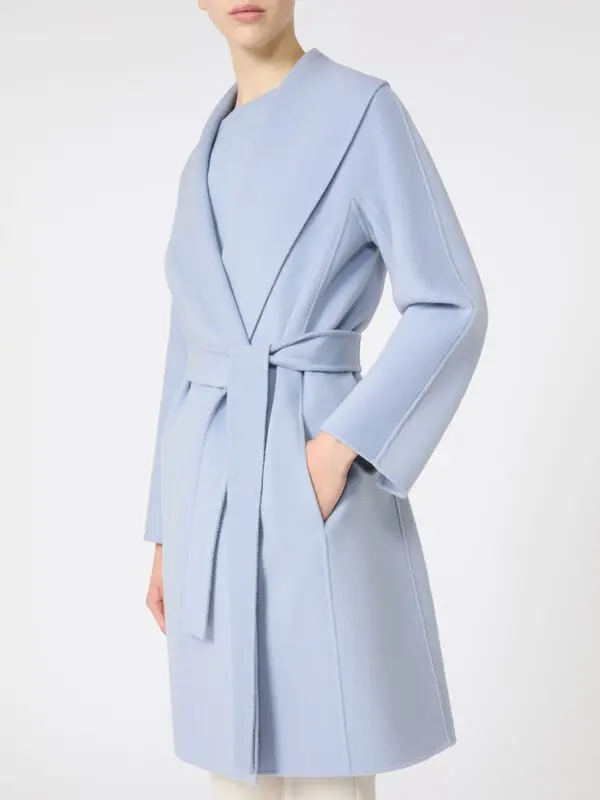 Max Mara Double-faced Wool Robe Coat - Light Blue