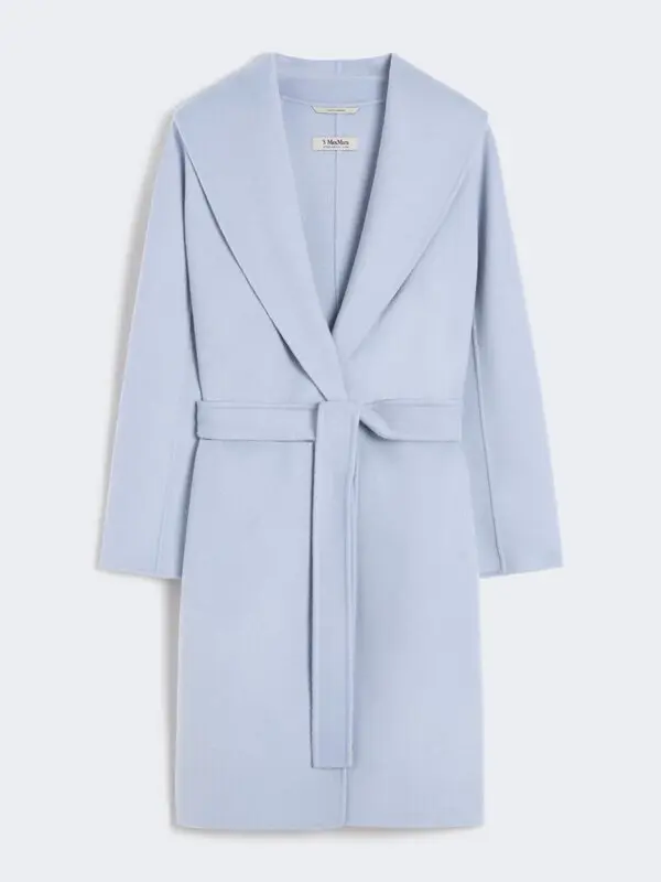 Max Mara Double-faced Wool Robe Coat - Light Blue