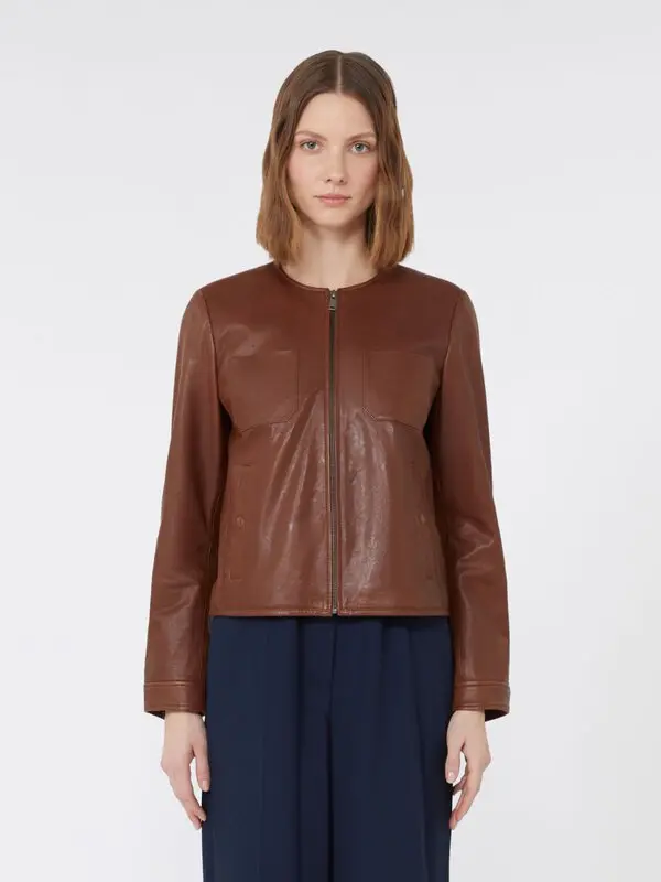 Max Mara Short Nappa Leather Jacket