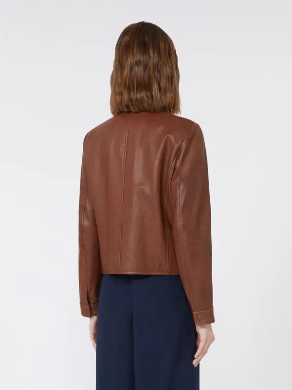 Max Mara Short Nappa Leather Jacket