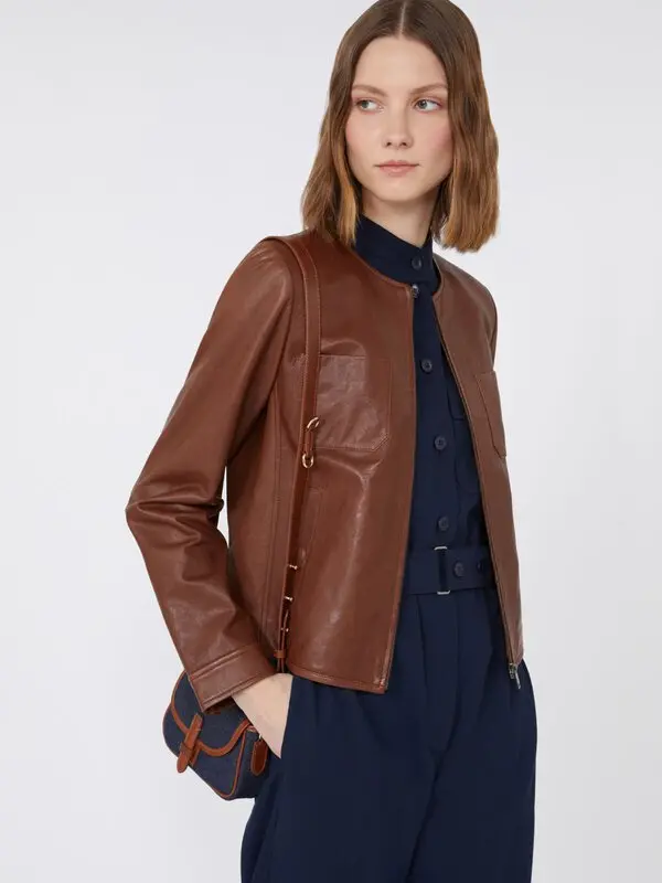 Max Mara Short Nappa Leather Jacket