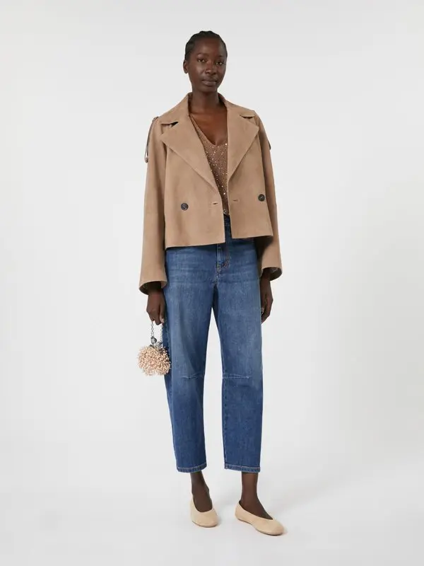 Max Mara Short Suede Trench Coat