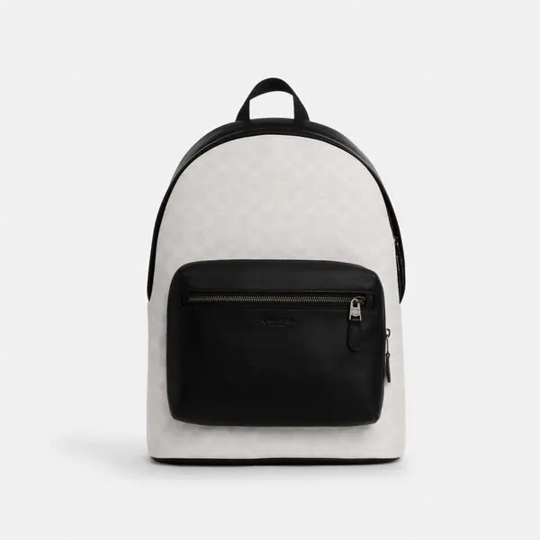 COACH Signature Canvas West Backpack - Signature Canvas/gunmetal/chalk/black