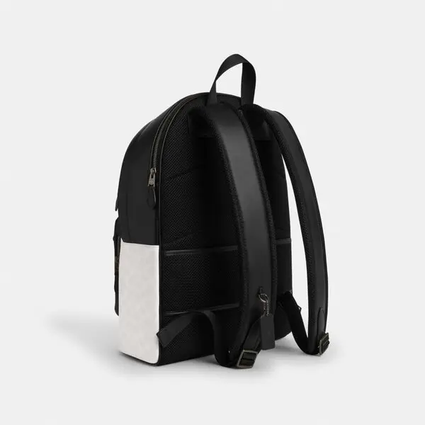 COACH Signature Canvas West Backpack - Signature Canvas/gunmetal/chalk/black