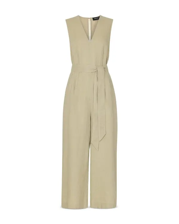 Whistles Belted Seamed Linen Jumpsuit - Neutral