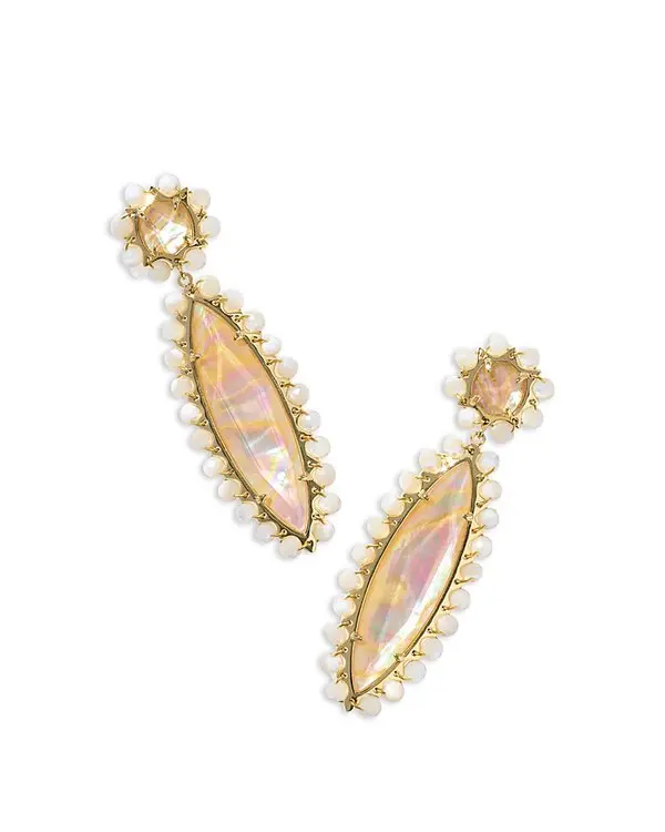 Kendra Scott Genevieve Iridescent Abalone Statement Earrings - White/gold