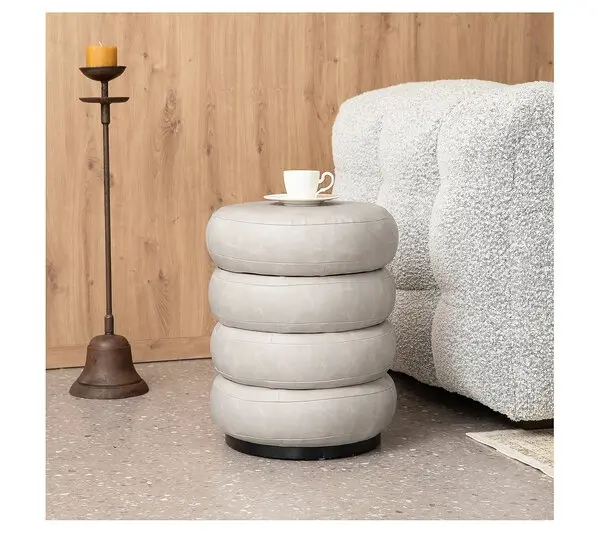 GLITZHOME Modern Upholstered Storage Ottoman St Ool