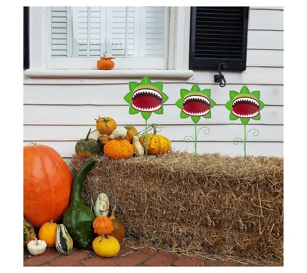 GLITZHOME 24' Halloween Hungry Chompers Garden Takes S/3 - One-color