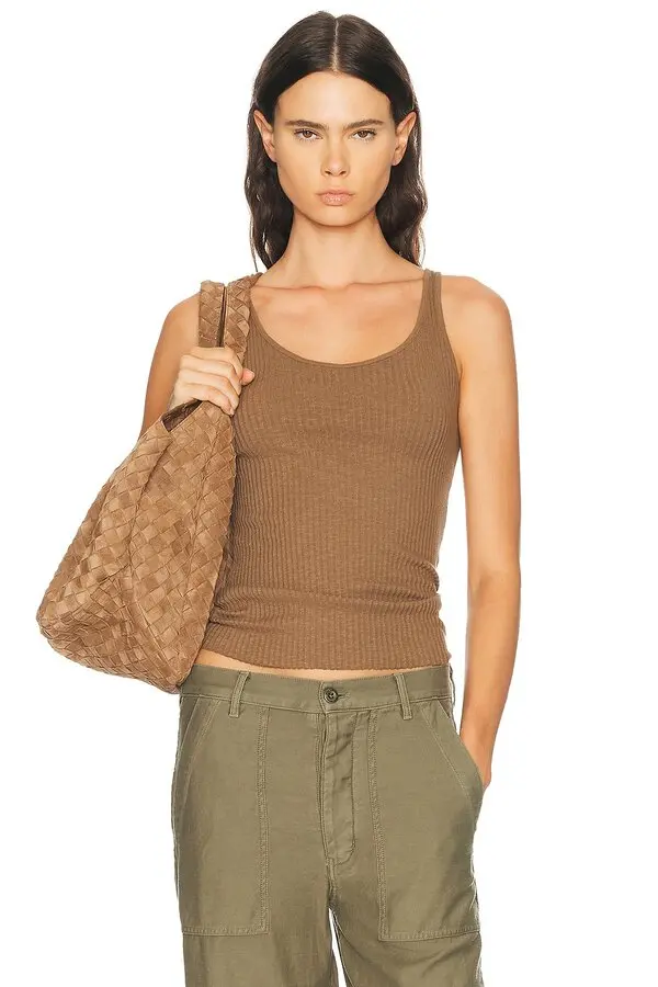 Enza Costa Military Rib Slim Tank Top - Army