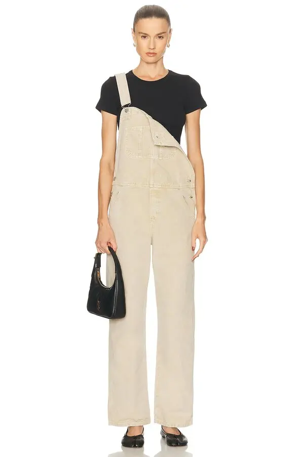 Carhartt Work In Progress Bib Overall Straight In Cream - Dusty H Brown