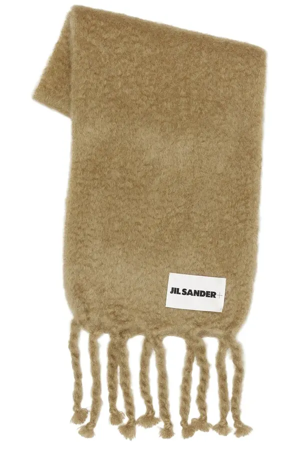 JIL SANDER Logo Plain Scarf - Beige