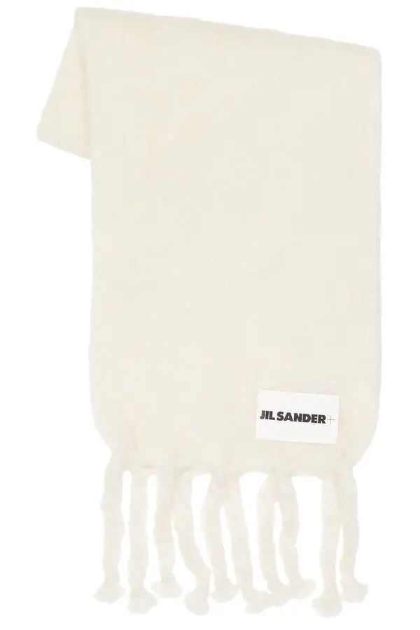 JIL SANDER Logo Plain Scarf - White