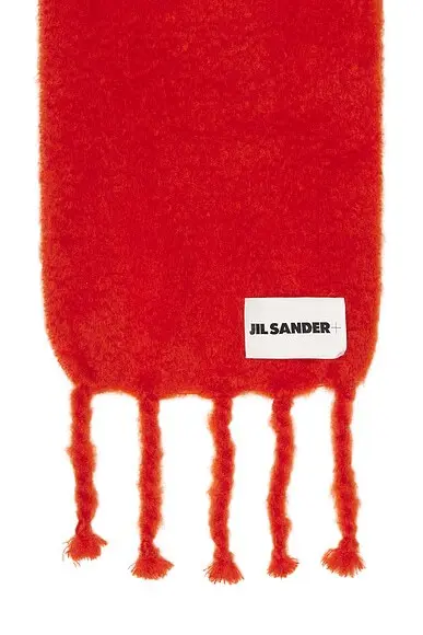 JIL SANDER Logo Plain Scarf - Red