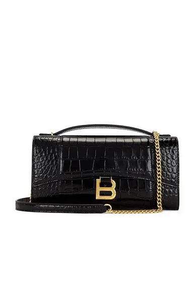 Balenciaga Hourglass Embossed Croc Pochette