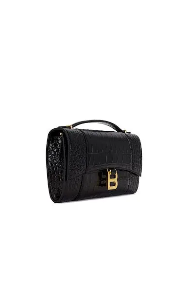 Balenciaga Hourglass Embossed Croc Pochette