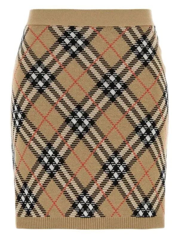 Burberry Check Knit Mini Skirt - Beige