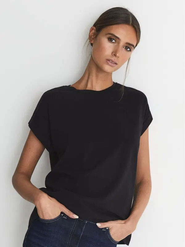 REISS Tereza Cotton-jersey T-shirt - Black