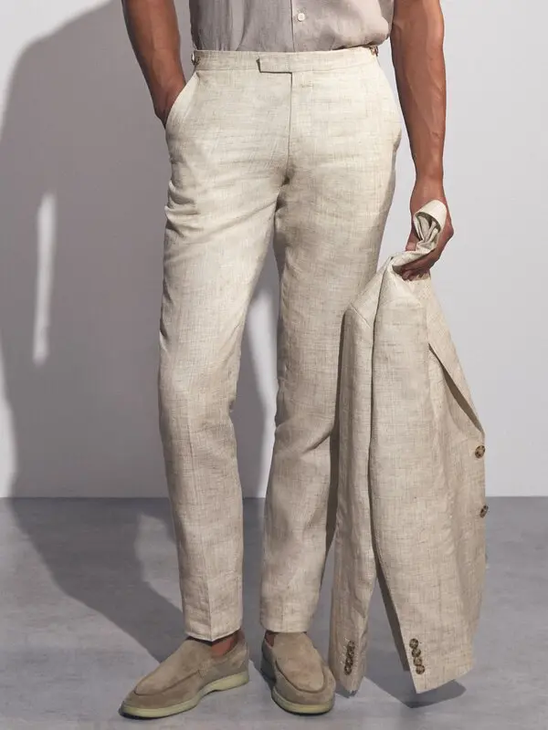 REISS Bloomfield Linen-cotton Slim-fit Trousers
