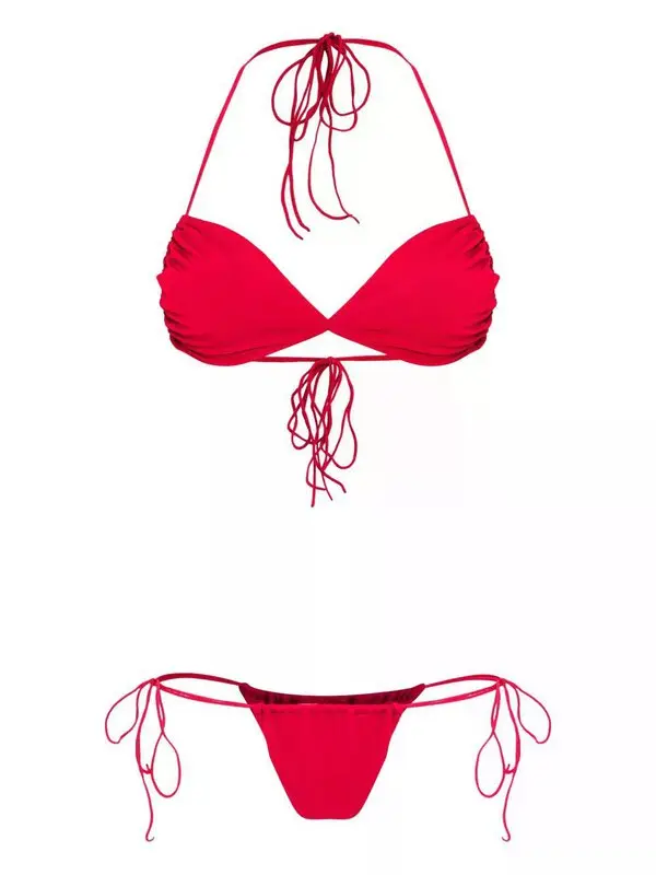AMIR SLAMA Triangle Tie-fastening Bikini Set - Red