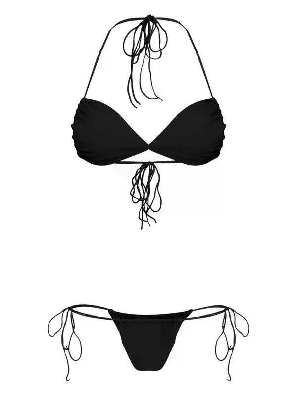 AMIR SLAMA Triangle Tie-fastening Bikini Set - Black