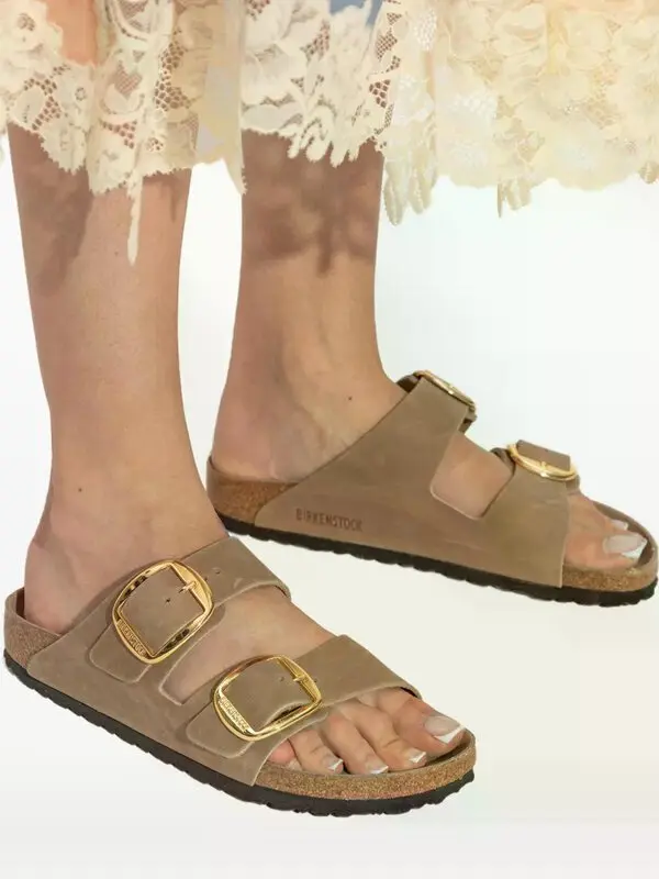 BIRKENSTOCK Arizona Big Buckle Suede Sandals - Neutrals