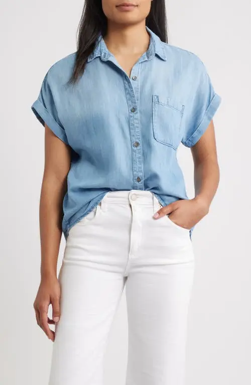 Bella Dahl Washed Chambray Short Sleeve Shirt