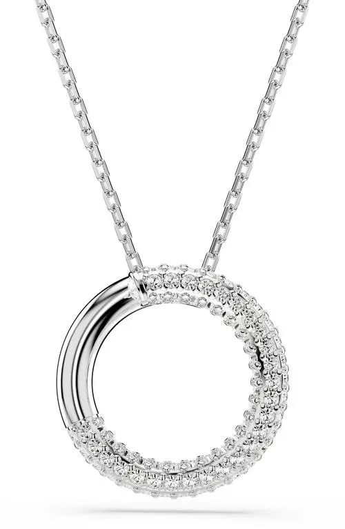 SWAROVSKI Dextera Open Circle Pendant Necklace - White/ Silver